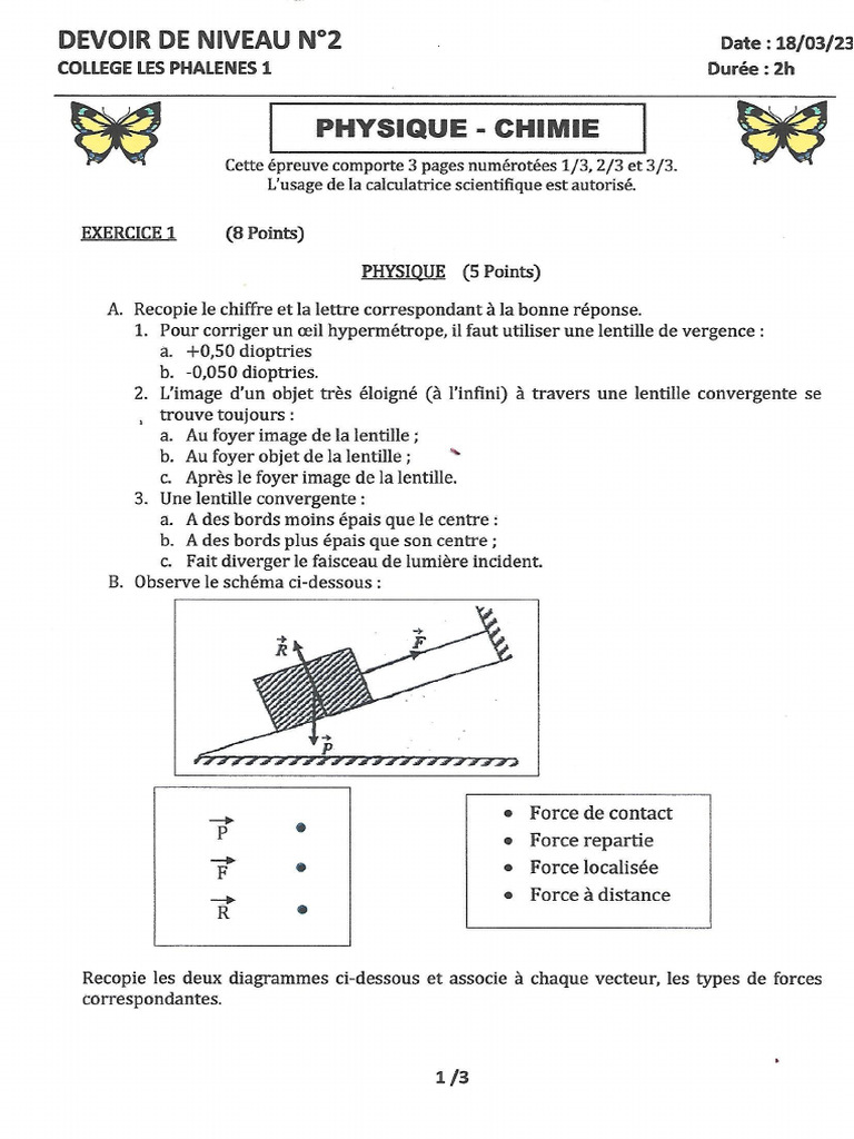 PC 3e Devoir Phalene 2023 | PDF