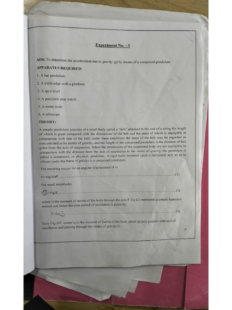 Compound Pendulum | PDF