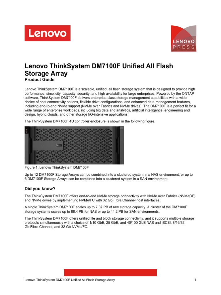 Lenovo DM7100F All Flash Storage Guide | PDF | Solid State Drive ...