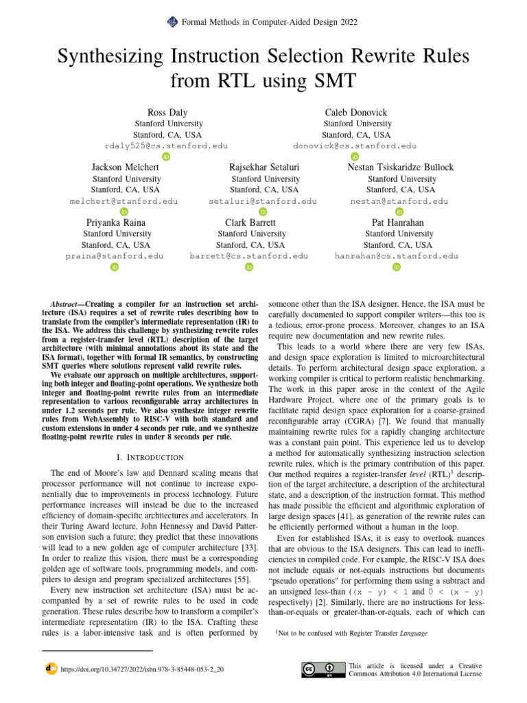Daly-2022-Synthesizing Instruction Selection Rewrite Rules From RTL Using... - Vor | PDF ...