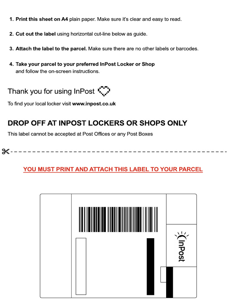 Thank You For Using Inpost: You Must Print and Attach This Label To ...