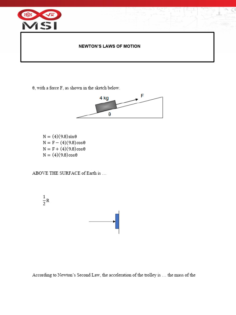 Newtons Laws Test 2 Grade 11 | PDF | Force | Weight