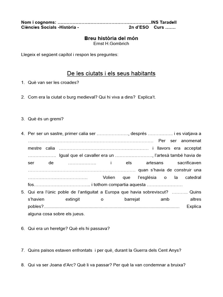 Fitxa Ciutats Gombrich | PDF