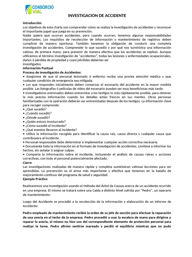 Investigacion de Accidente | PDF | Información