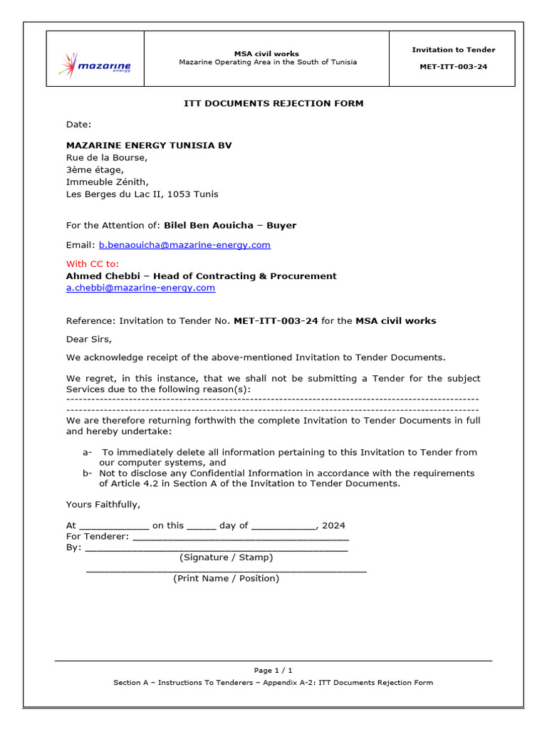 4.0 - Section A - 2 - Instructions To Tenderers-Appendix A-2 - ITT ...
