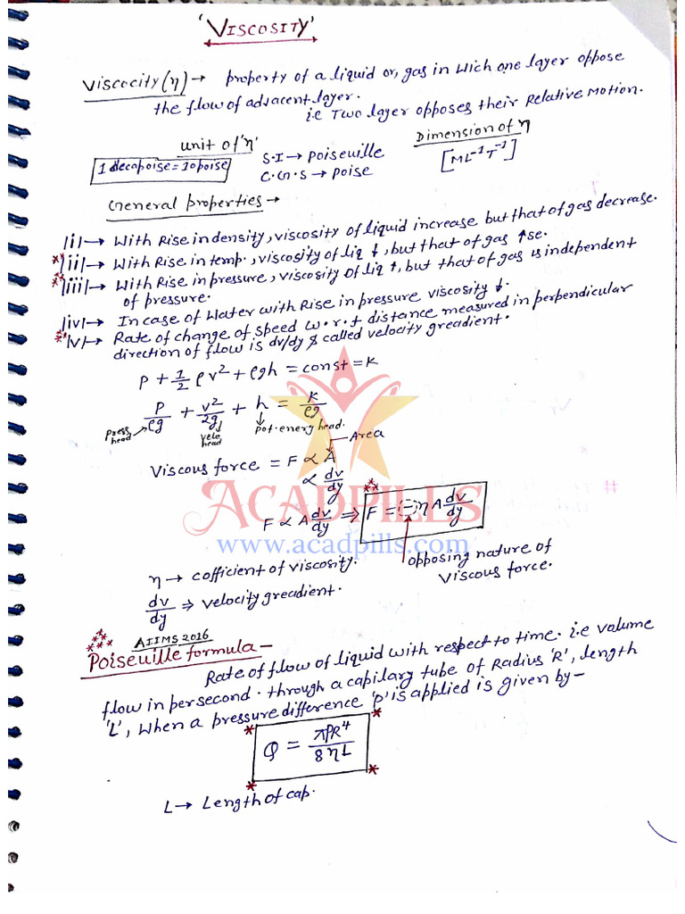 Viscosity Handwritten Notes | PDF