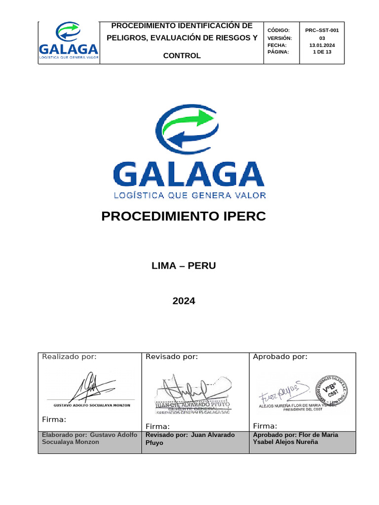 Procedimiento IPERC | PDF | Riesgo | Evaluación de riesgos