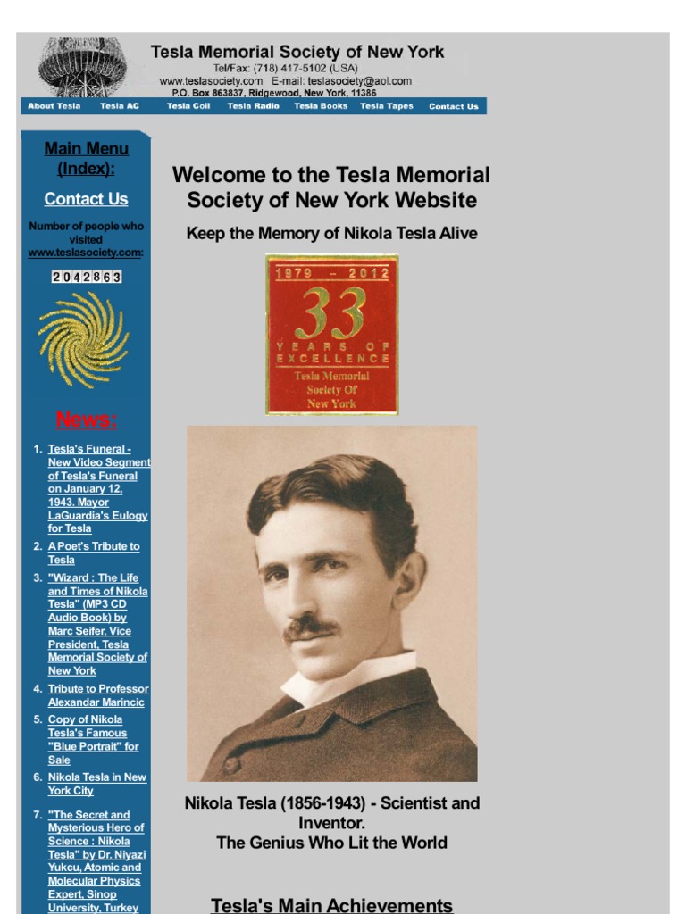 Nikola Tesla - The Genius Who Lit The World - Www-Teslasociety-Com ...