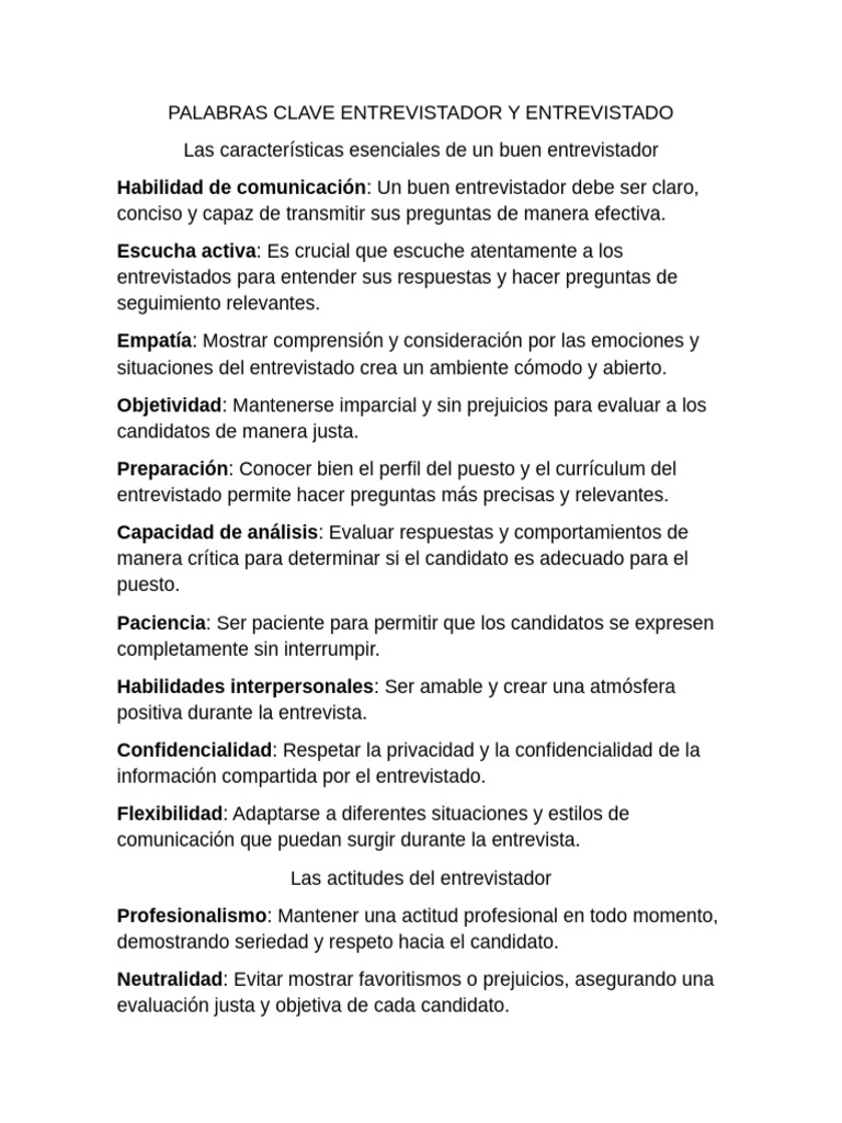 Entrevistado y Entrevistador | PDF | Empatía | Comunicación