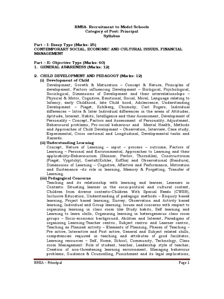 RMSA Principal | PDF | Child Development | Relationships
