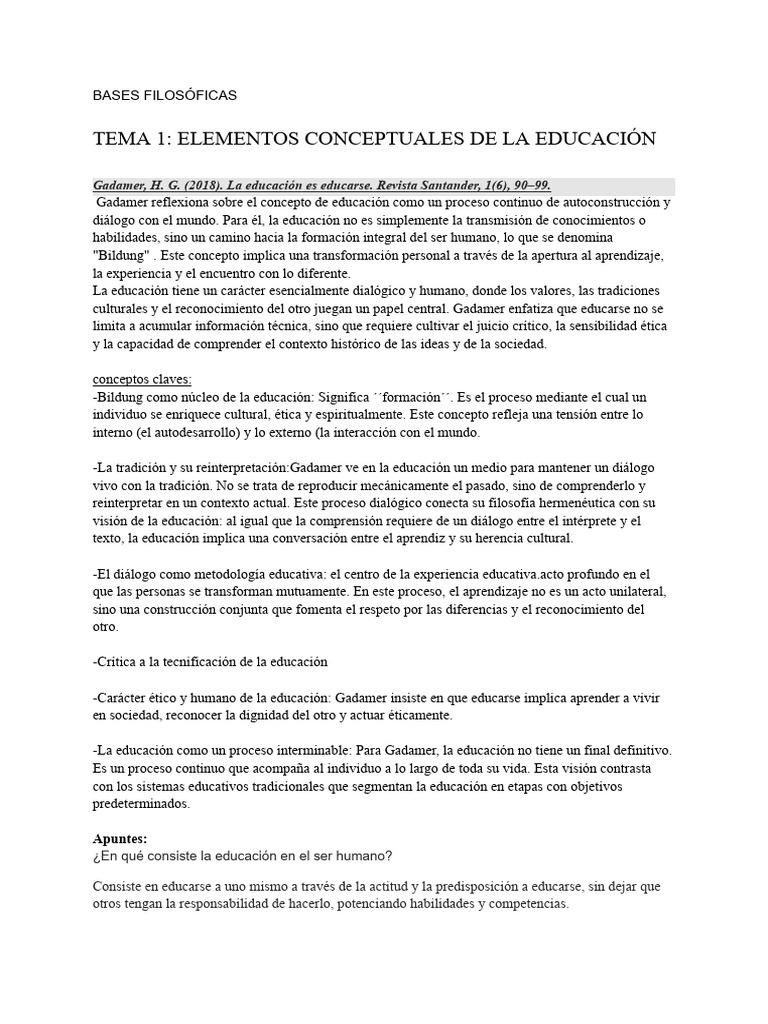 BASES FILOSÓFICAS T1-T3 | PDF | Aprendizaje | Enseñando