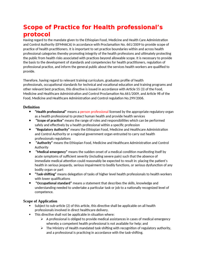 Scope of Practice for Health Professionals | PDF | Pharmacy | Health ...