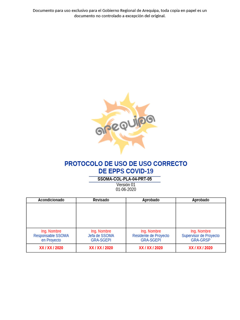 PRT-05-Uso Correcto de EPPS-Covid19 | PDF | Seguridad y salud ...
