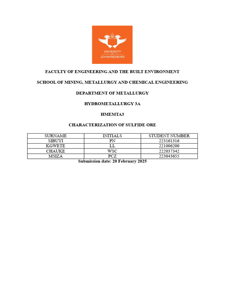 Sulfide Ore Characterization Study | PDF | Ore | Scanning Electron Microscope