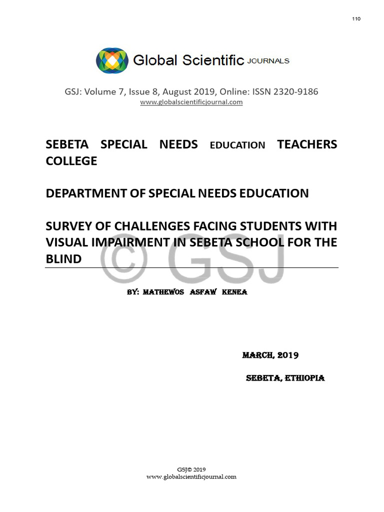 Challenges for Visually Impaired Students | PDF | Visual Impairment ...