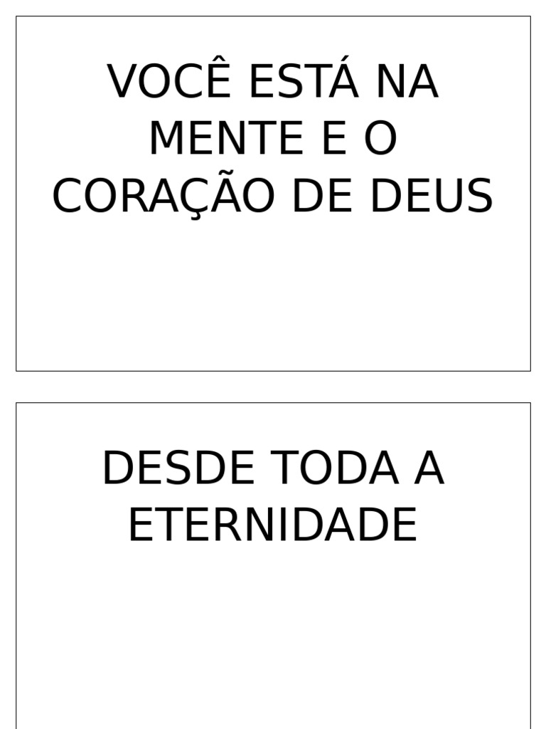 Você Está Na Mente e o Coração de Deus Desde Toda a Eternidade | PDF