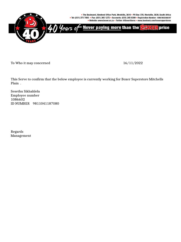 40th Year Letterhead | PDF
