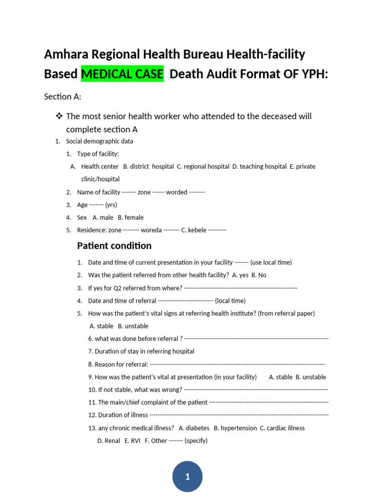 Medical Death Adit Format | PDF | Intensive Care Unit | Hospital