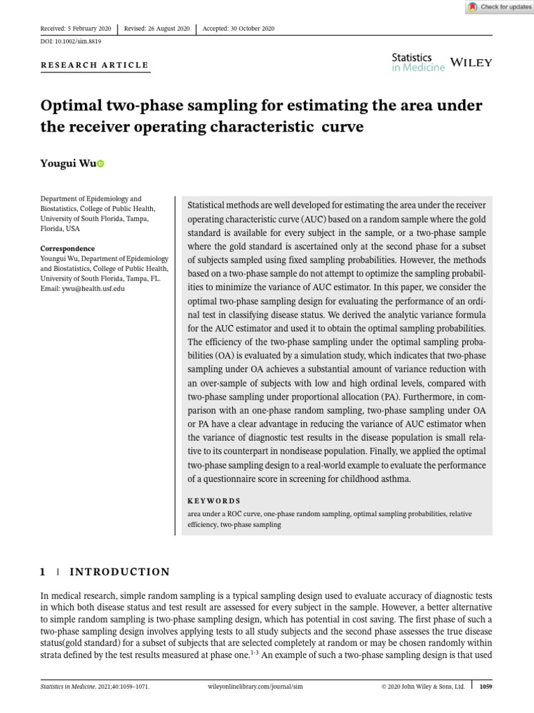 Optimal Two Phase Design Auc | PDF | Receiver Operating Characteristic ...