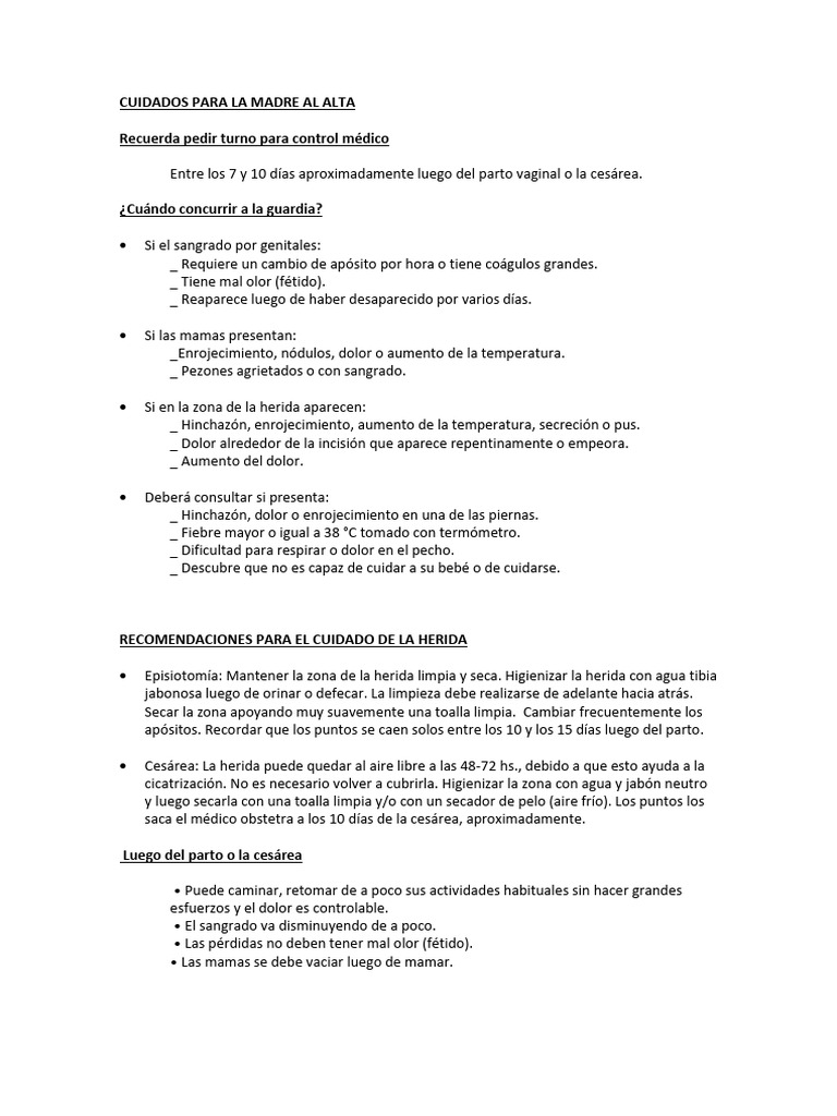 Cuidados Postparto - 4 | PDF | Parto | Seccion de cesárea