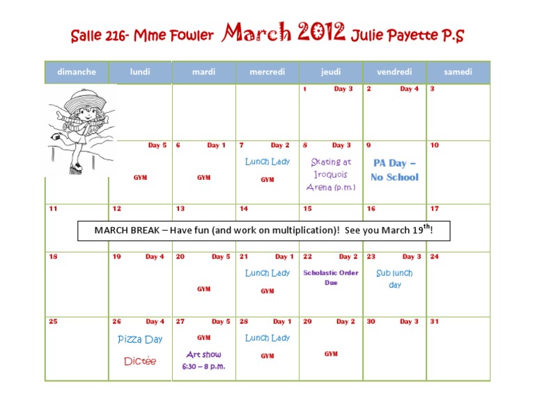 March Break Schedule and Activities | PDF