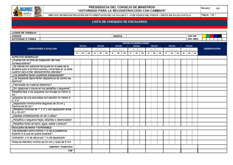 Check List Inspección Escaleras | PDF