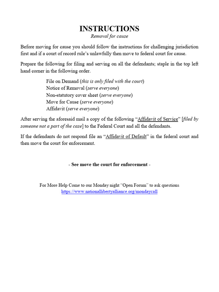 Instructions For Removal For Cause | PDF