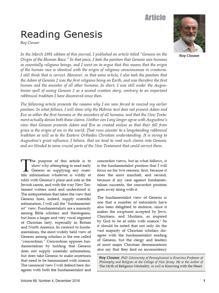 Reading_Genesis_final | PDF | Genesis Creation Narrative | Bible