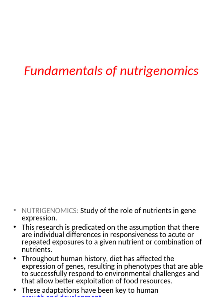 Fundamentals of Nutrigenomics | PDF | Nutrients | Metabolism
