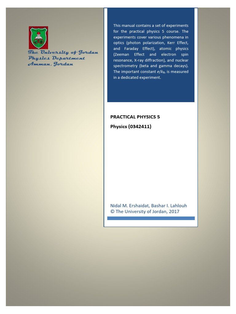 Practical Physics 5 Experiments Manual | PDF | Photoelectric Effect ...