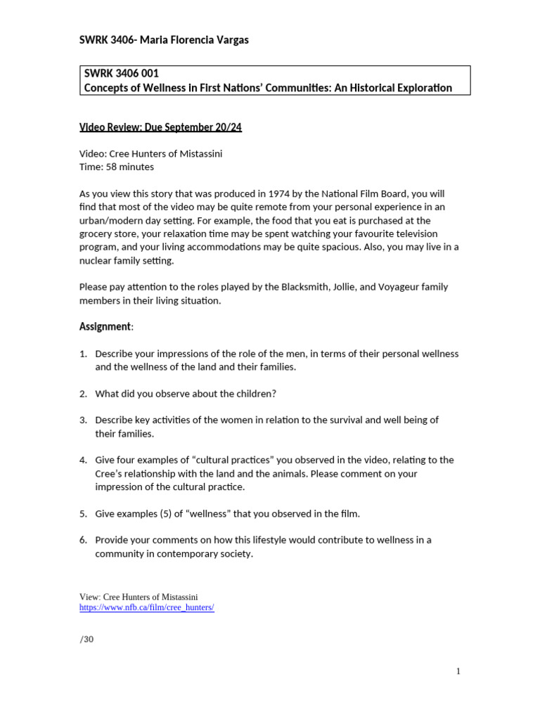 SWRK 3406 Cree Hunters-VargasMariaF | PDF | Experience | Well Being