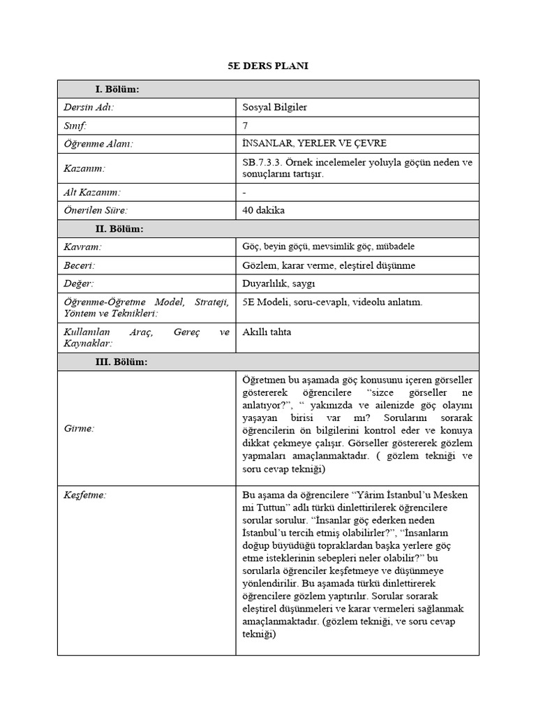 5e Öğrenme Planı | PDF