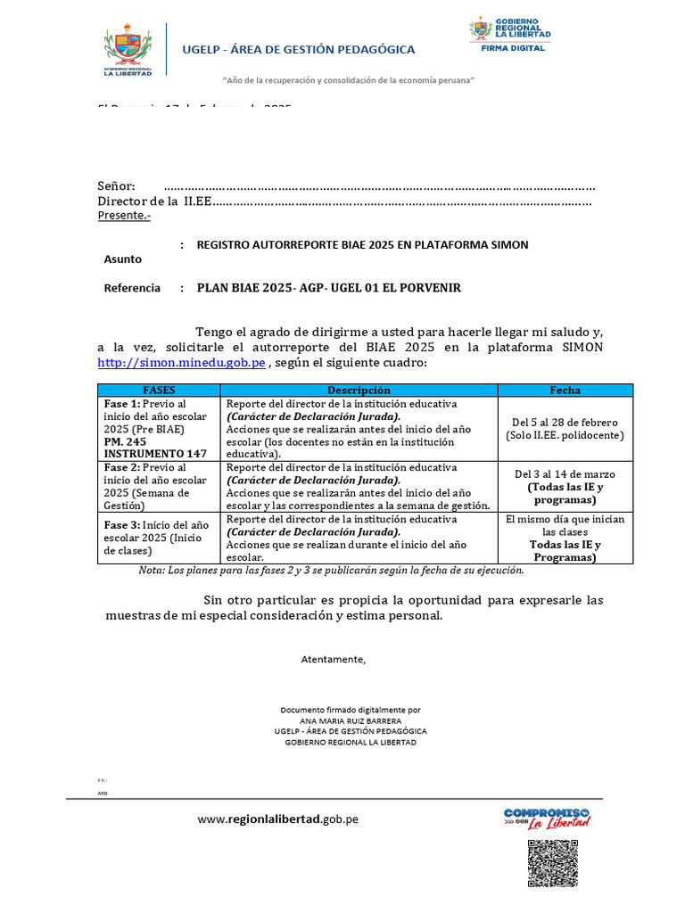 Registro BIAE 2025 en Plataforma SIMON | PDF | Gestión de la calidad ...