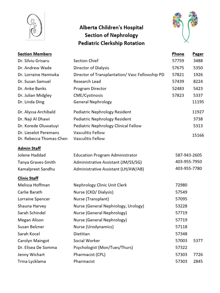 Pediatric Nephrology Clerkship Rotation Handout Rev Feb 2024 | PDF ...
