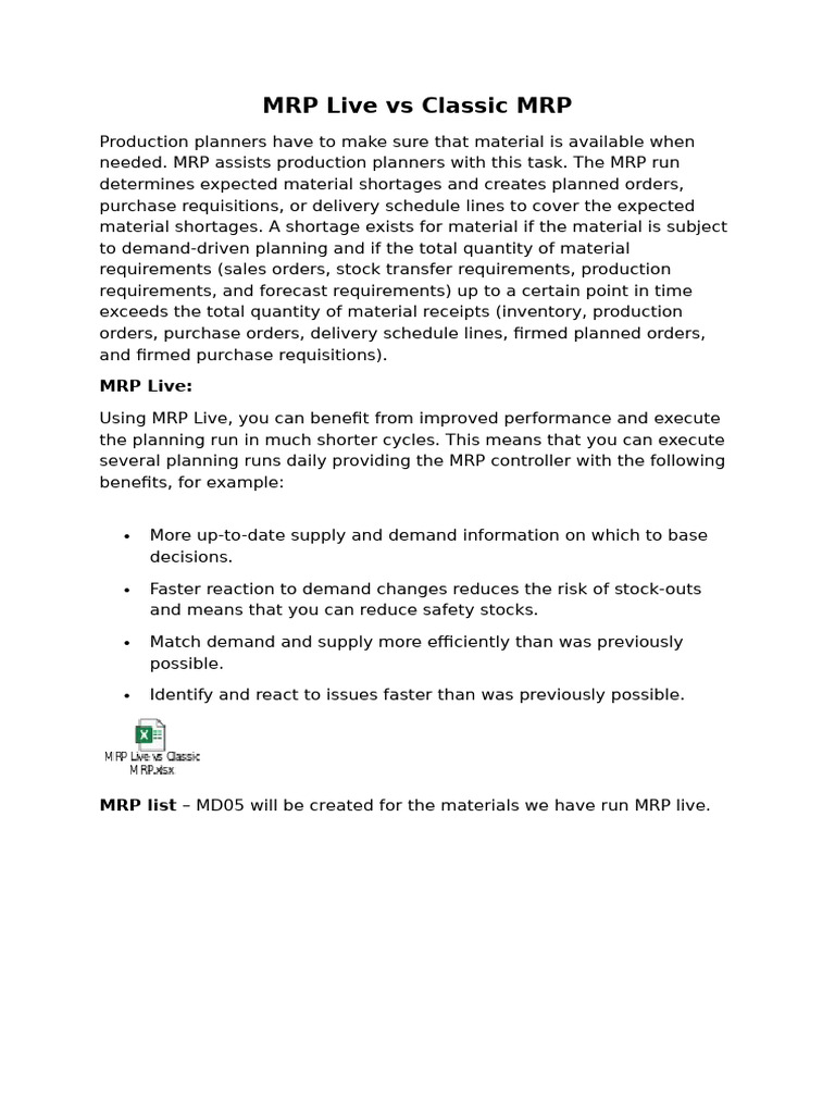 MRP Live Vs Classic MRP | PDF