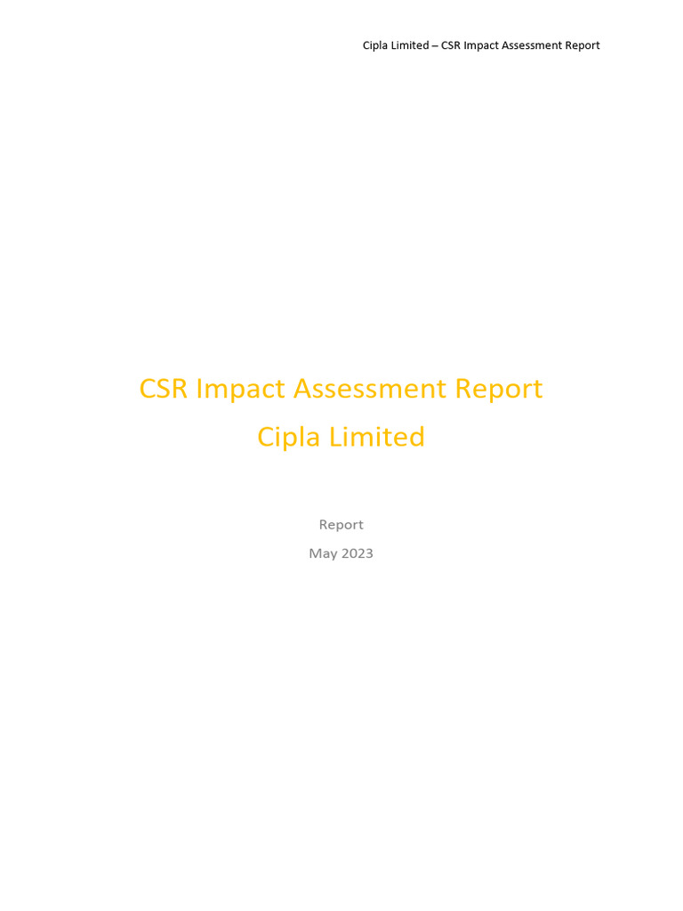 Cipla CSR Impact Report May 2023 | PDF | Palliative Care | End Of Life Care