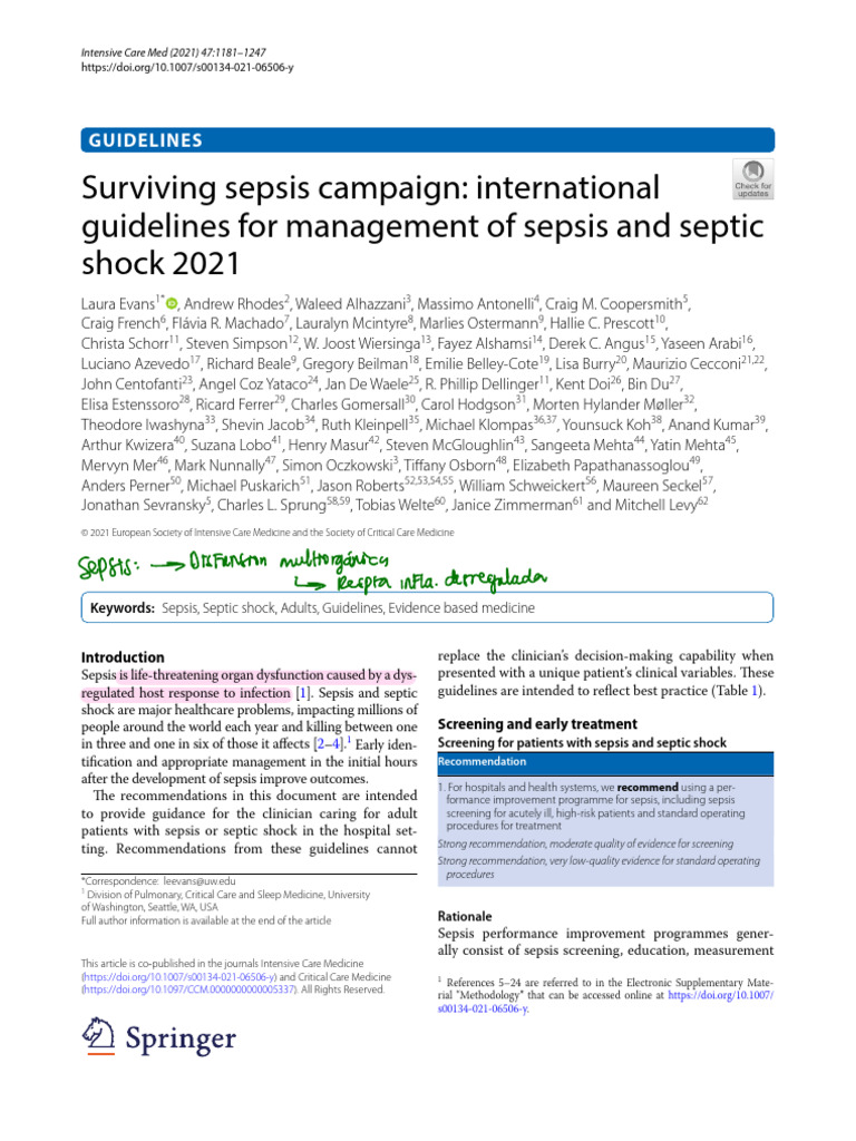 Surviving Sepsis Campaign | PDF | Sepsis | Blood Pressure