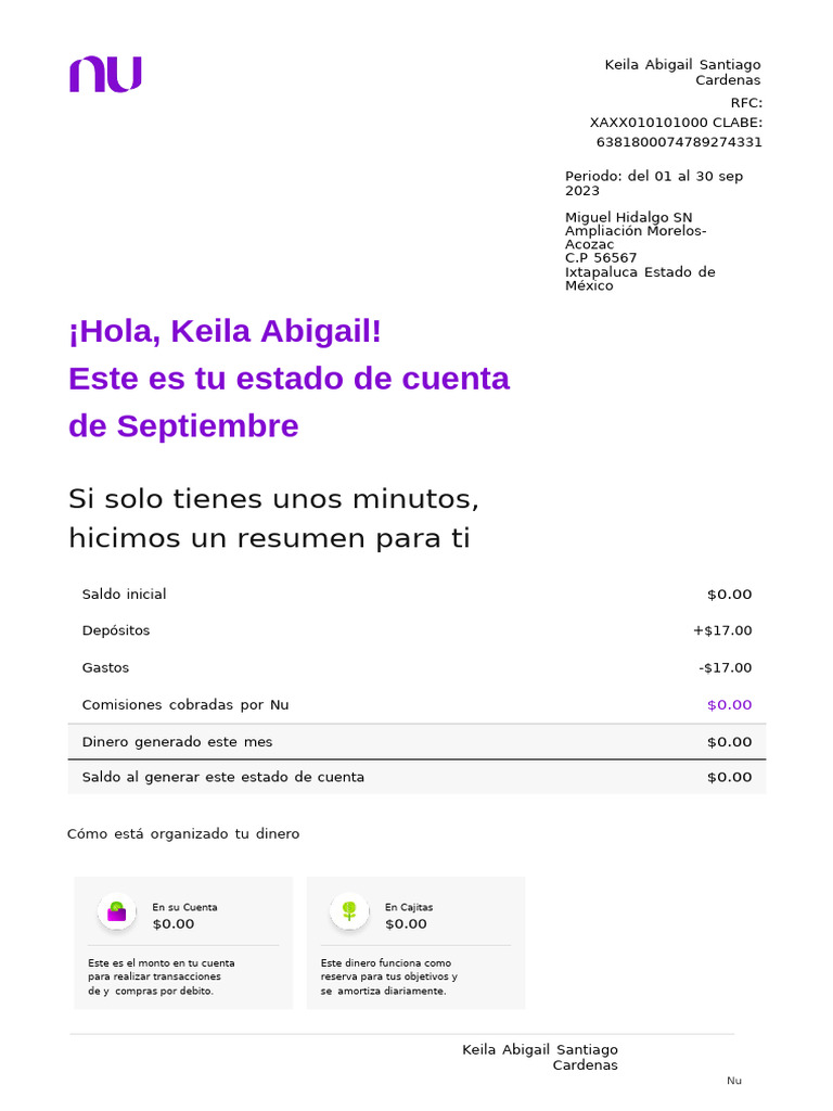 Estado de Cuenta Nu Septiembre | PDF | Bancario | Dinero