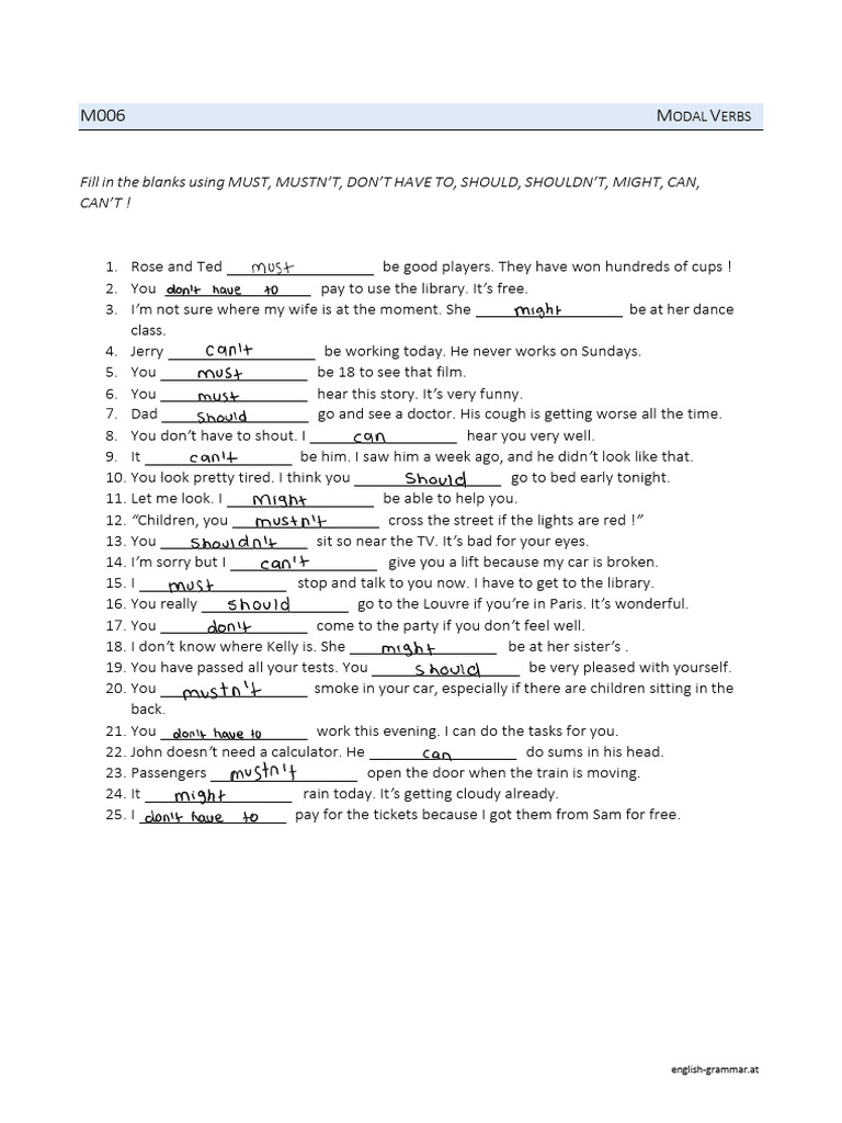 Modal Verbs Workshop | PDF