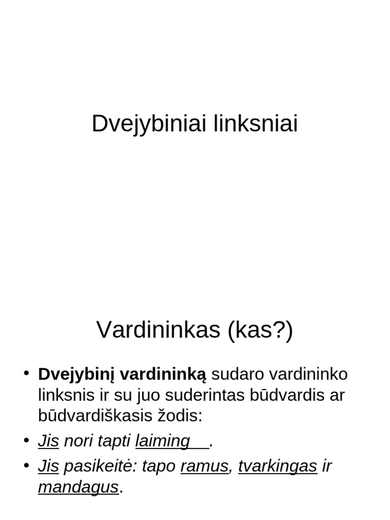 Dvejybiniai Linksniai Teorija | PDF