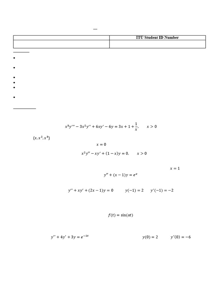 MAT201E - HW3&4 - 24 25 All Solutions | PDF | Laplace Transform | Applied Mathematics