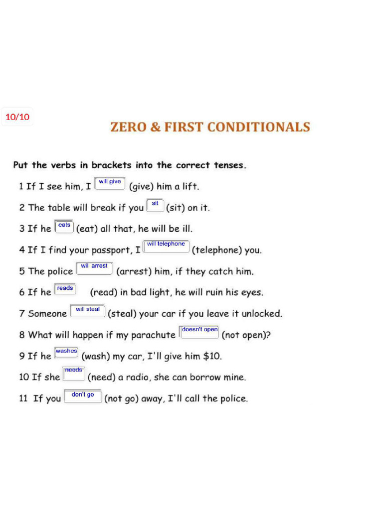 Zero and First Conditionals | PDF