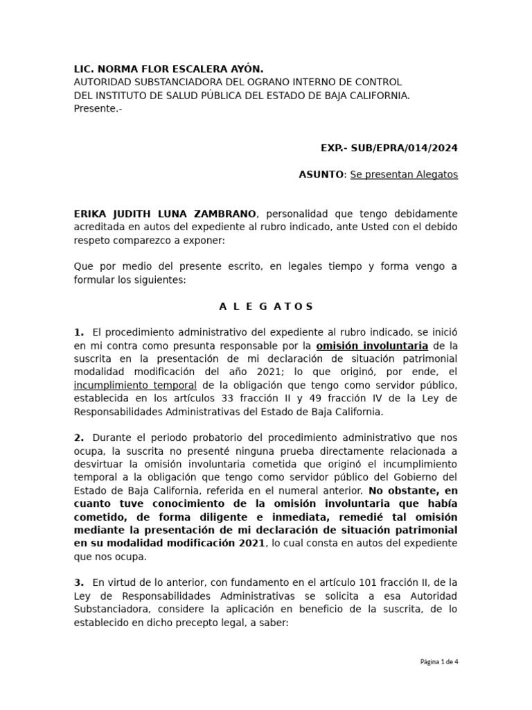 Escrito Alegatos | PDF