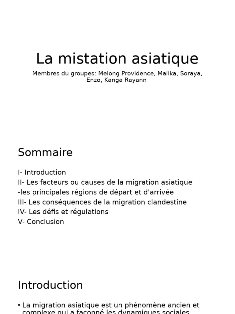 Conséquences de la migration asiatique | PDF | Migration humaine ...