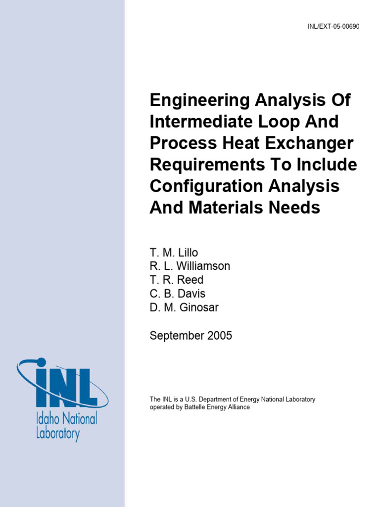 Engineering Analysis of Intermediate Loop and Process Heat Exchanger ...