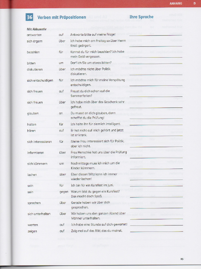 Verben Mit Präpositionen | PDF