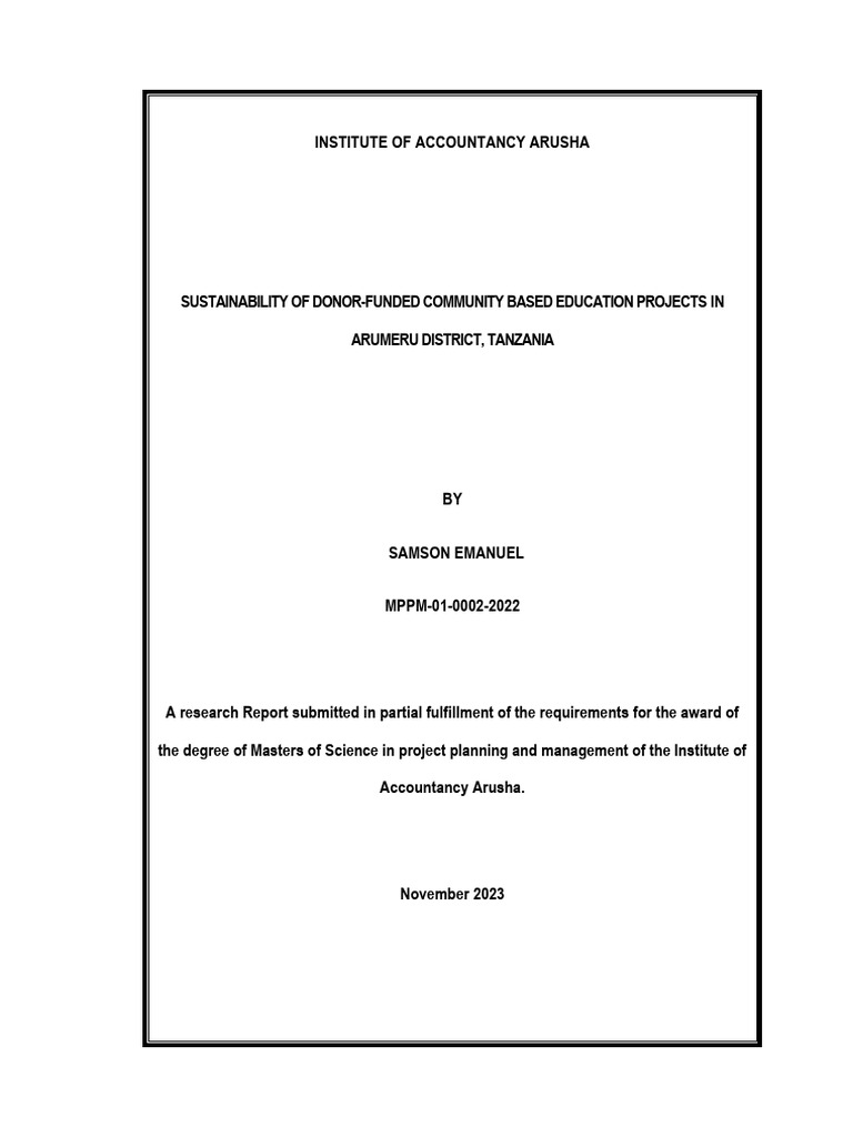 SAMPLE RESEARCH REPORT | PDF | Evaluation | Non Governmental Organization