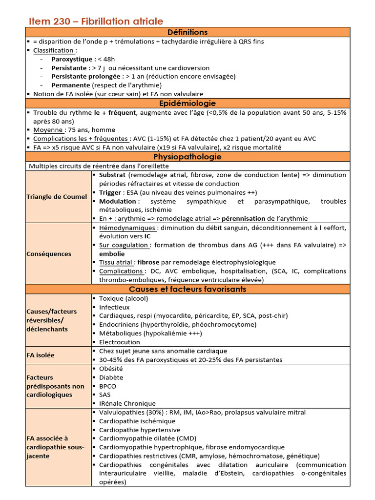 Fibrillation atriale : définitions et traitements | PDF | Médecine ...