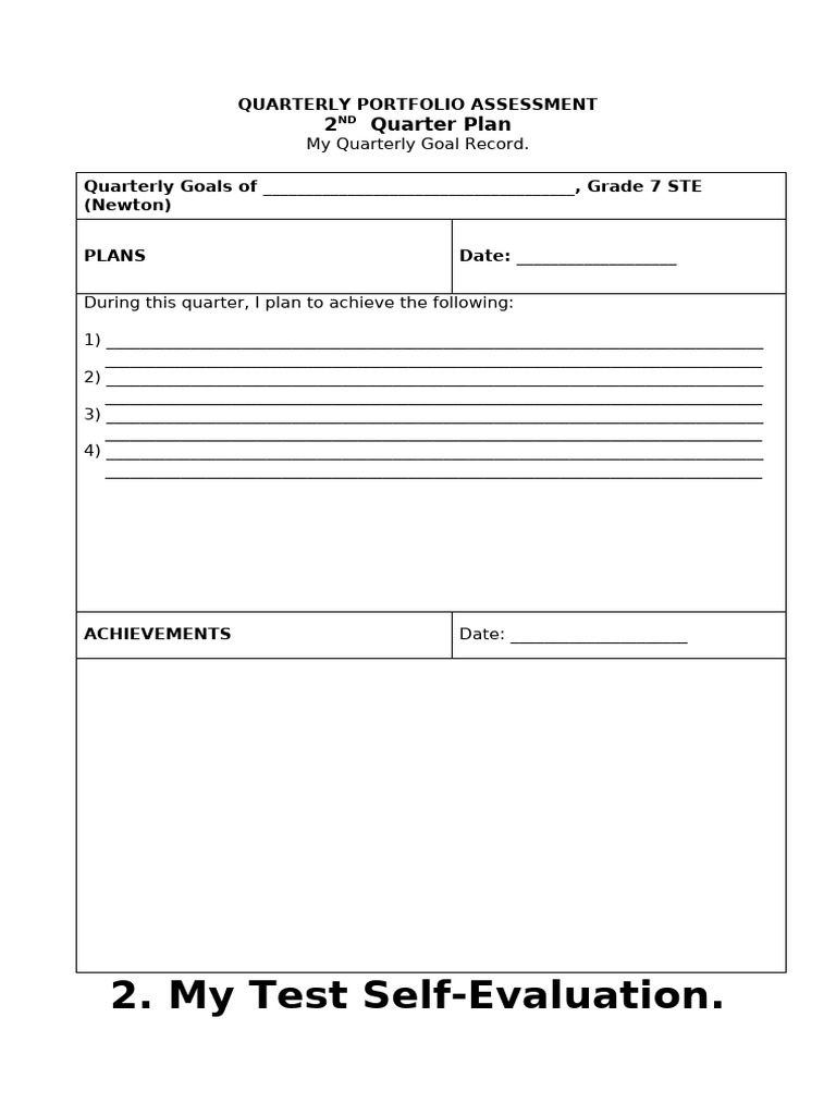 Quarterly Portfolio Assessment Guide | PDF | Cognition | Learning