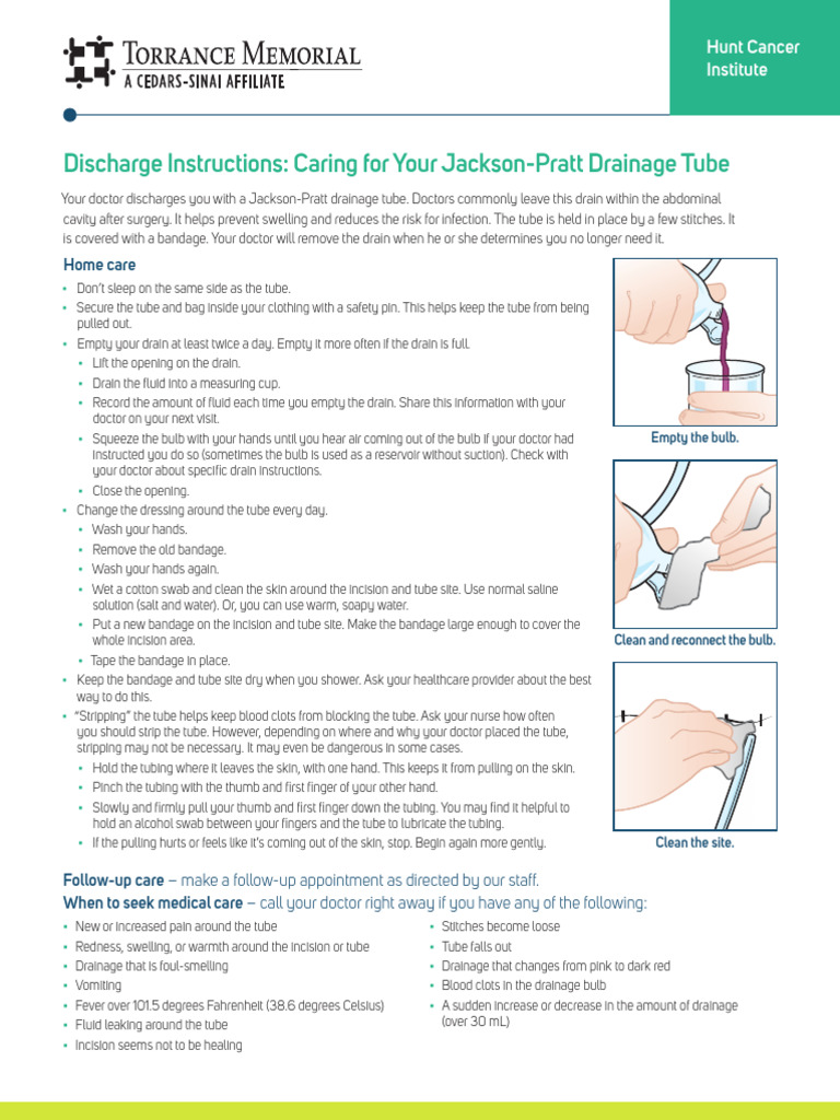 Cancer Care - Patient Education - JP Drainage Tube Discharge ...